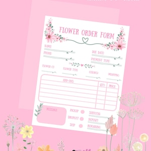 Flower Order Form for Florist Business Owners Printable Organization ...