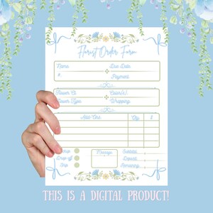 Flower Order Form for Florist Business Owners,printable, Organization ...