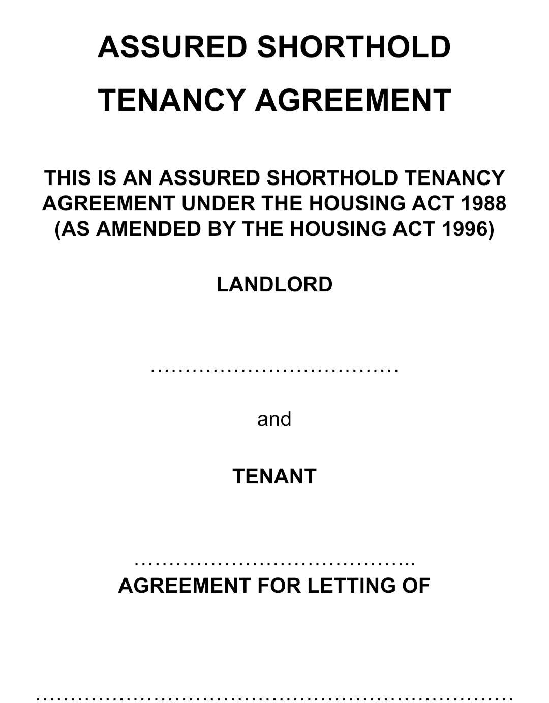 4x Assured Shorthold Tenancy Agreement Templates for Landlords 2024 PDF ...