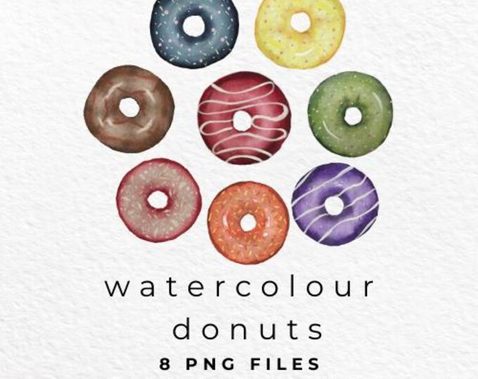 10 Watercolor Donuts Clipart,donuts Clipart,food Clipart,donut Png ...
