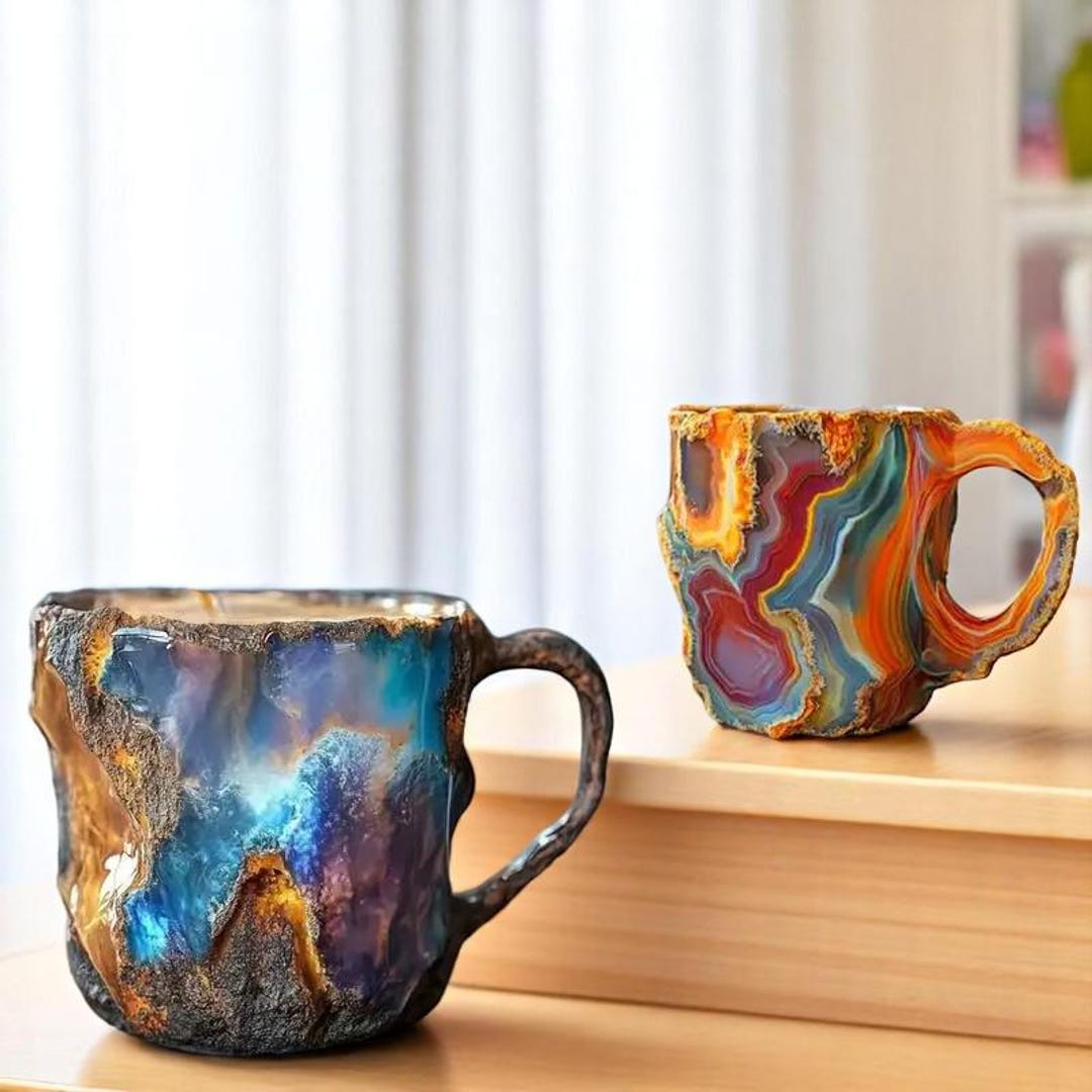 Crystal Resin Mug Mineral Cup Desk Decor Faux Gemstone Coffee Mug ...