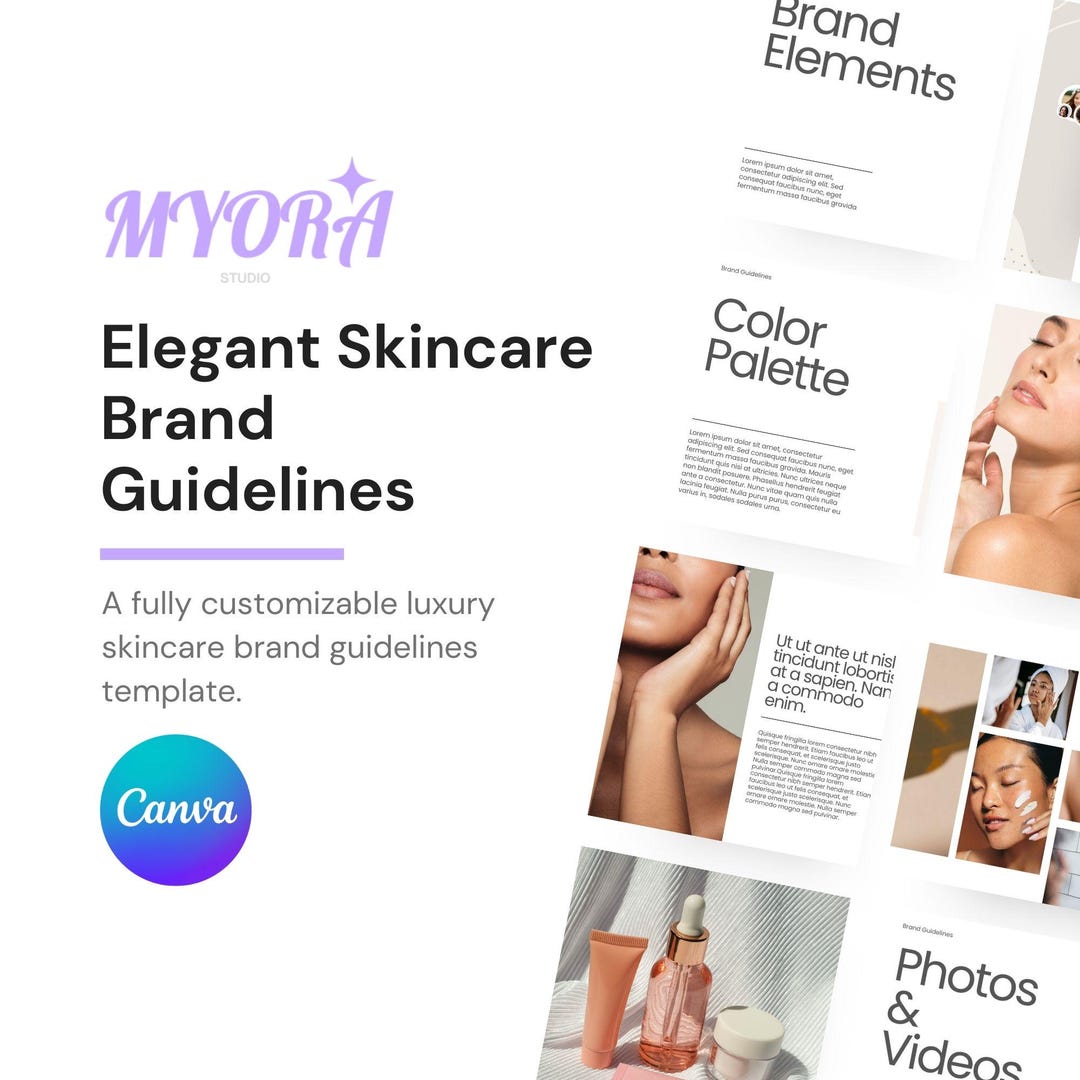 Elegant Skincare Brand Guidelines Template: Canva Editable Brand Kit - Etsy