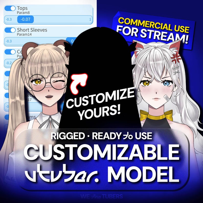 Customizable Live2d Vtuber Model Premade Fully Rigged Vtuber Asset - Etsy
