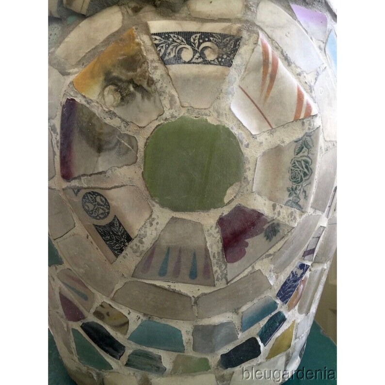 Antique 1940's French Mosaic Art Tile Jardiniere ~ LG 15