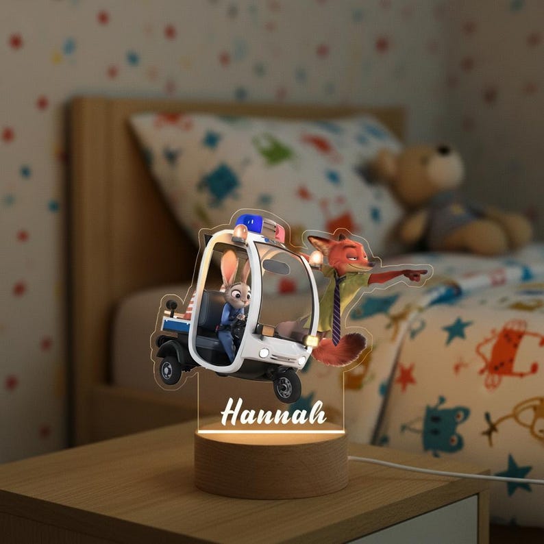 Personalized Disney Zootopia Night Light for Room, Customized Name Judy ...