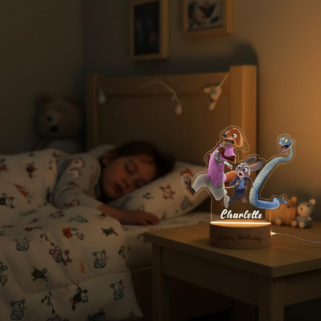 Personalized Disney Zootopia Night Light for Room, Customized Name Judy ...
