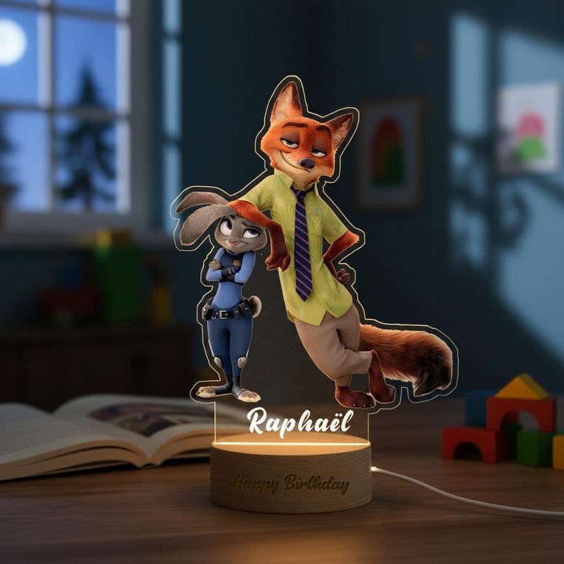 Personalized Disney Zootopia Night Light for Room, Customized Name Judy ...