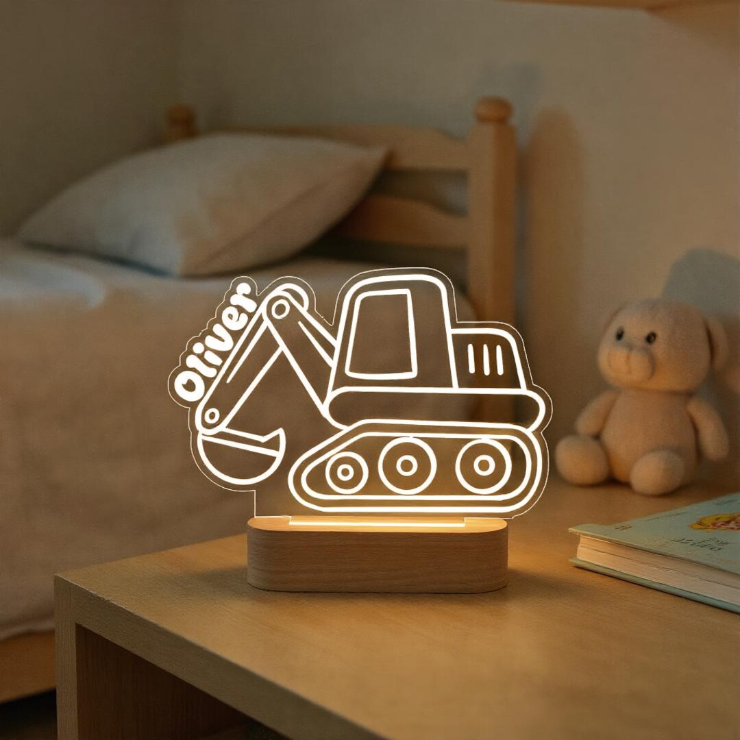 Personalized Tractor Night Light, Custom Led Name Light, Nursery Decor ...