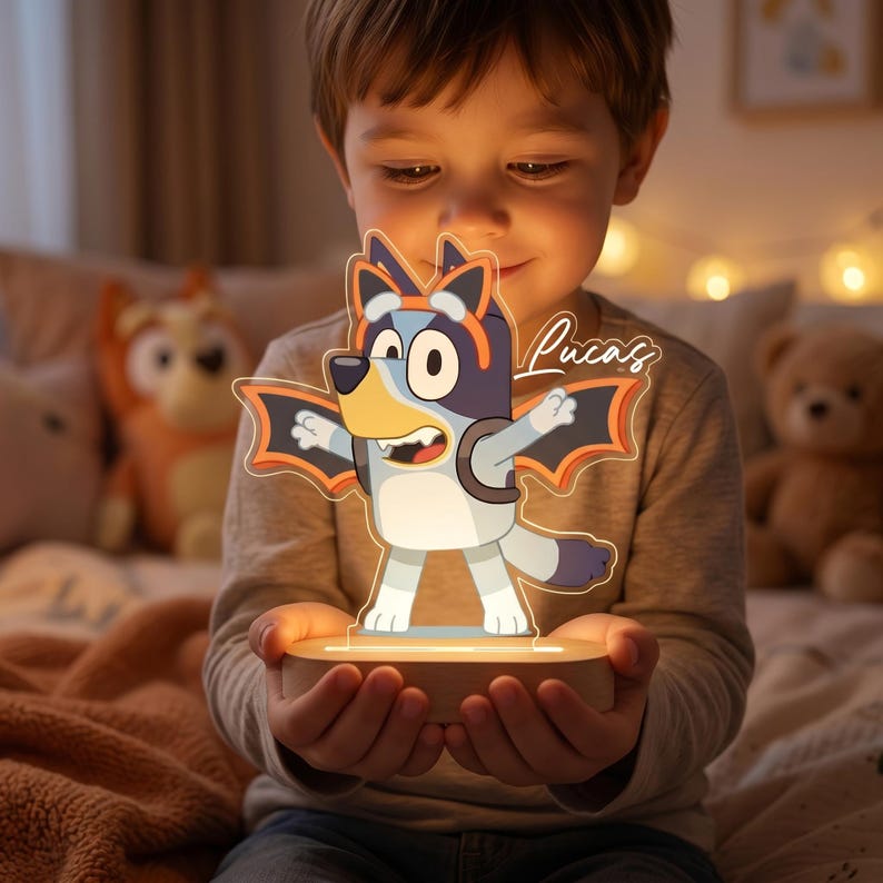 Custom Bluey Night Light With Name, Personalized Bluey LED Night Light ...