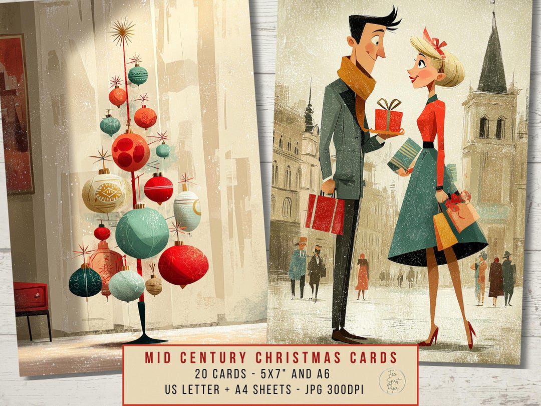 Mid Century Christmas Cards – 20 Retro Holiday Greeting Cards ...