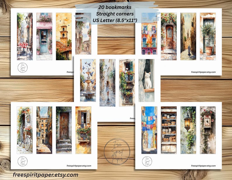La Dolce Strada – Printable Bookmark Set, 20 Watercolor Italian Street ...