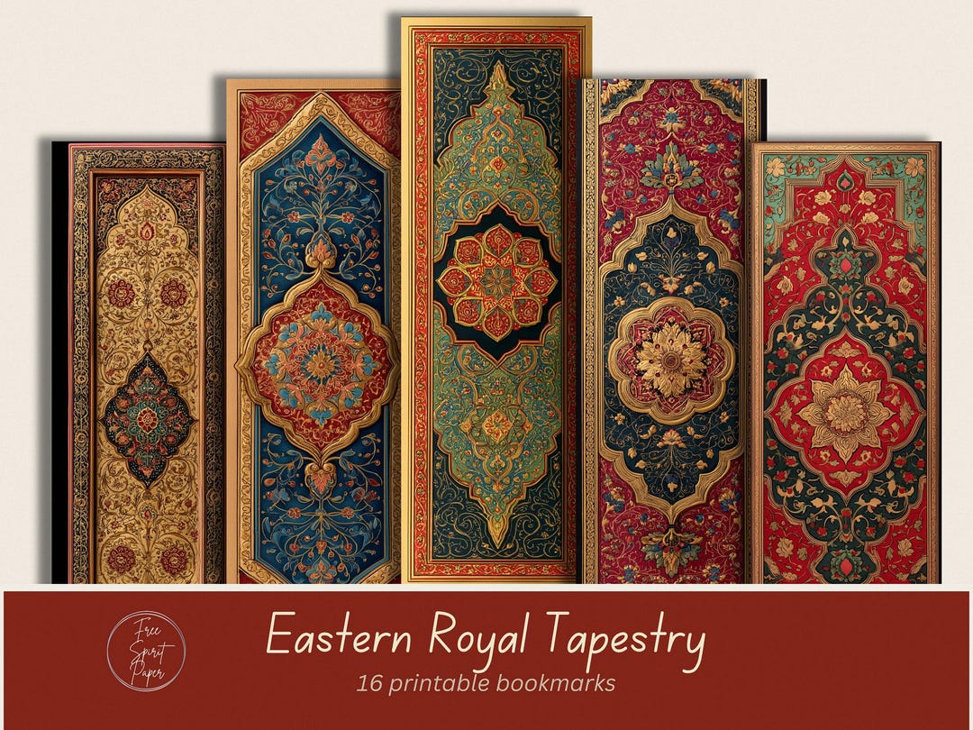 Eastern Royal Tapestry Printable Bookmarks, Oriental Pattern Digital ...