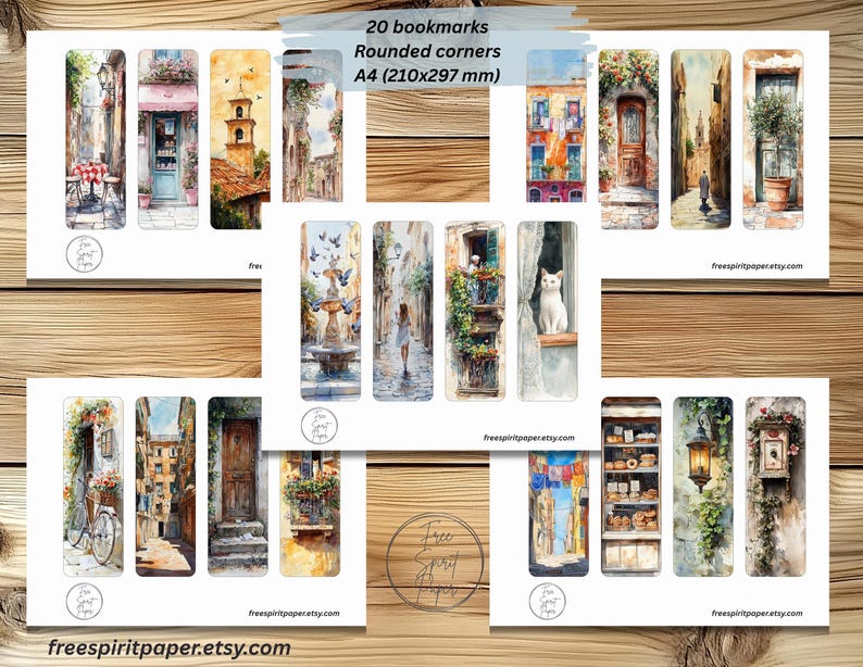La Dolce Strada – Printable Bookmark Set, 20 Watercolor Italian Street ...
