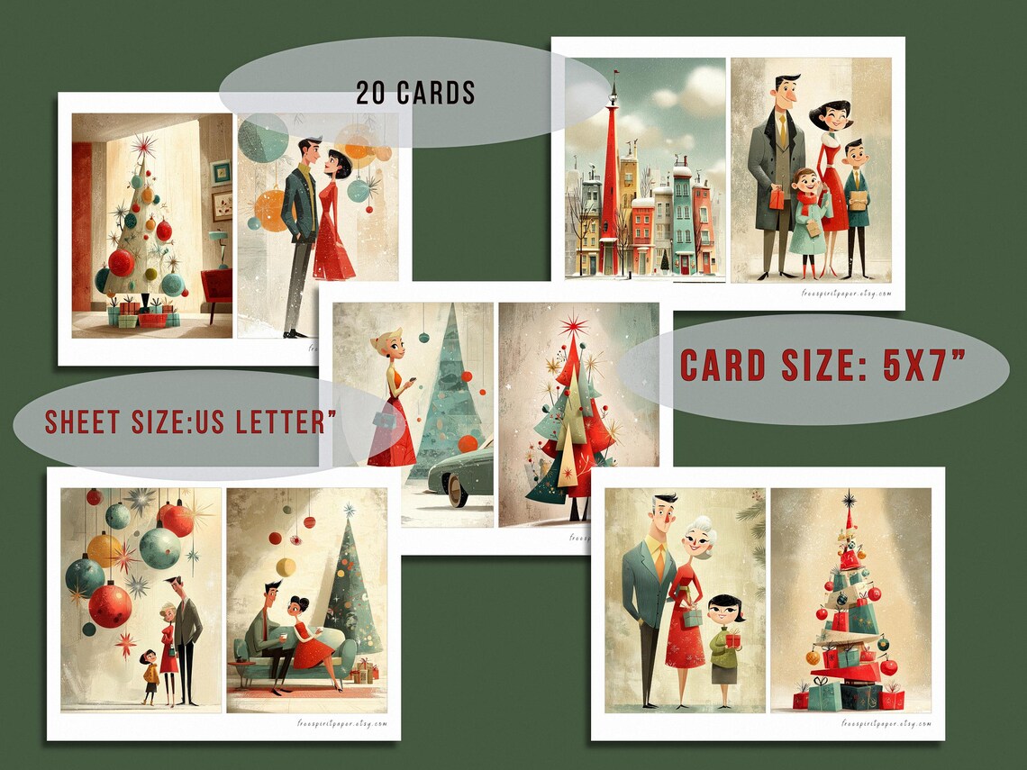 Mid Century Christmas Cards – 20 Retro Holiday Greeting Cards ...
