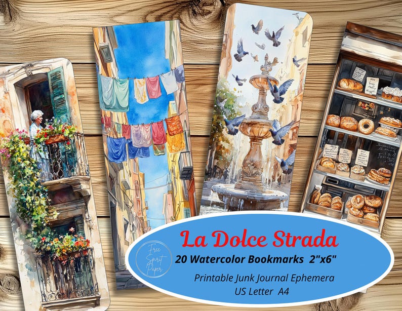 La Dolce Strada – Printable Bookmark Set, 20 Watercolor Italian Street ...