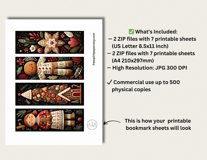 Winter Gingerbread Bookmark Set – 28 Printable Christmas Bookmarks ...