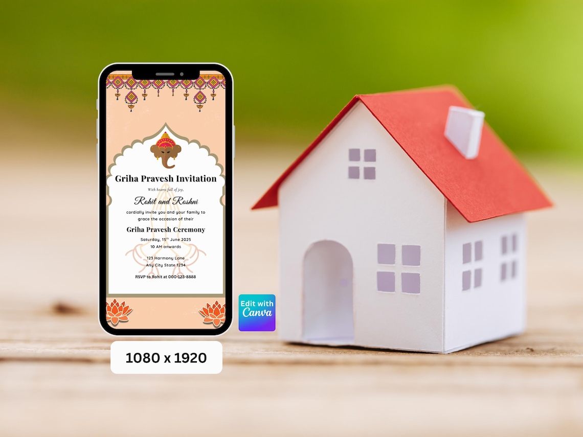 Griha Pravesh Invitation: Indian Housewarming Ceremony (editable ...