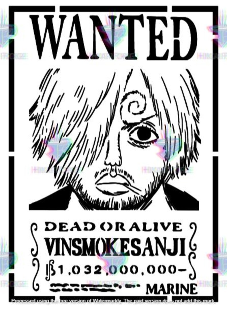 Sanji Wanted Poster – One Piece Fan Art SVG & AI File | Laser Cut ...