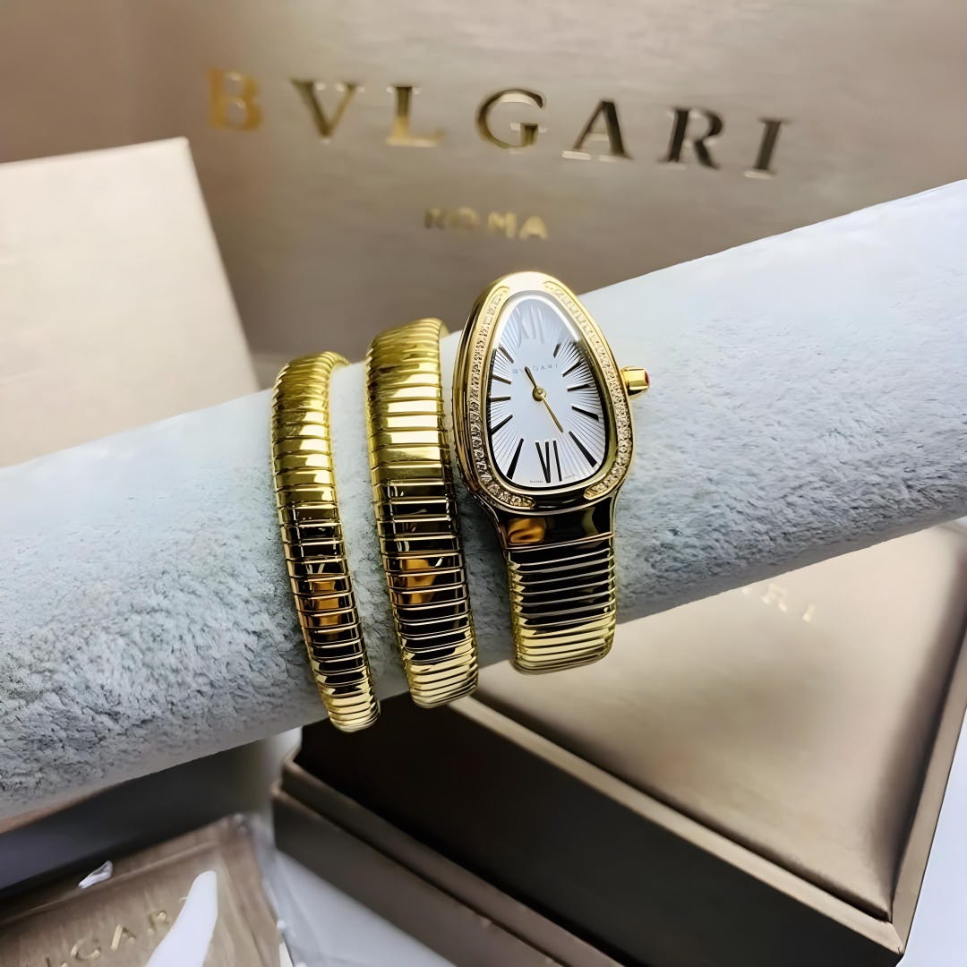 Luxury Snake Wrist Watch – Elegant Gold-tone Serpenti Watch, Fashion ...