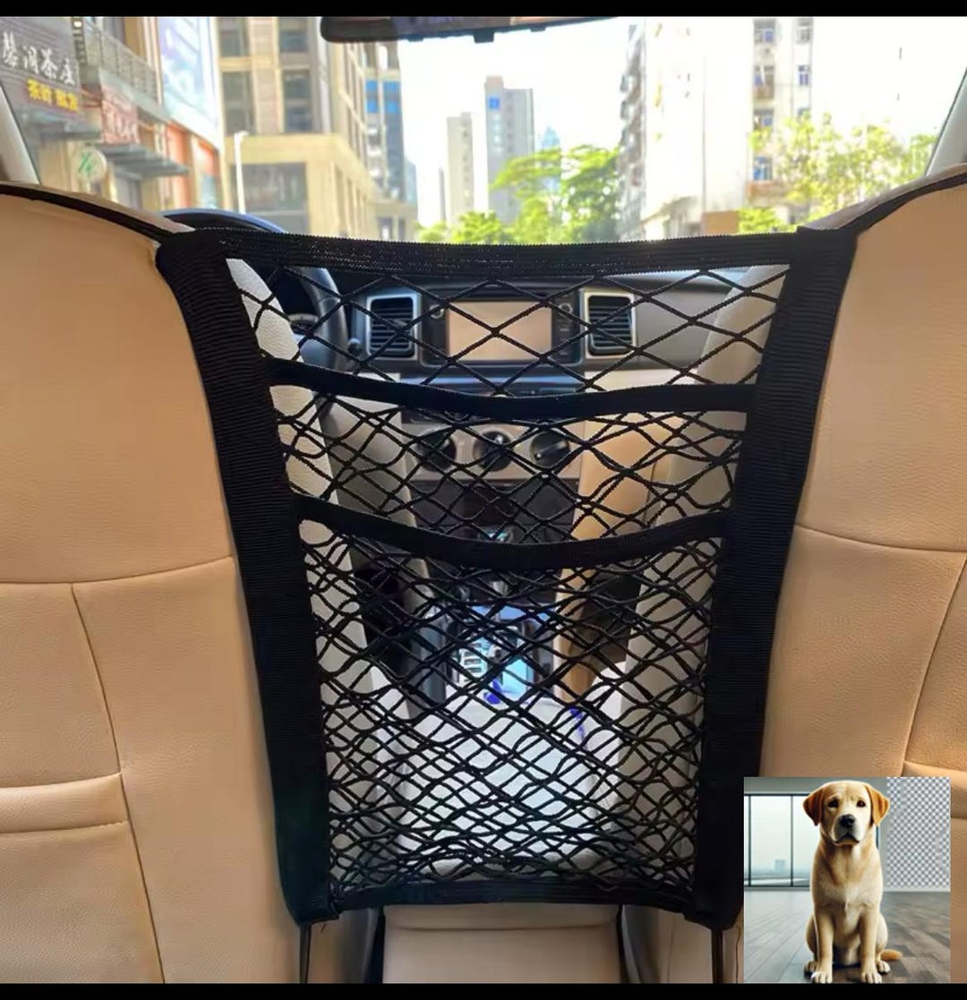 Stretchable Car Storage Net – Seat Divider, Safety Barrier for Pets and ...