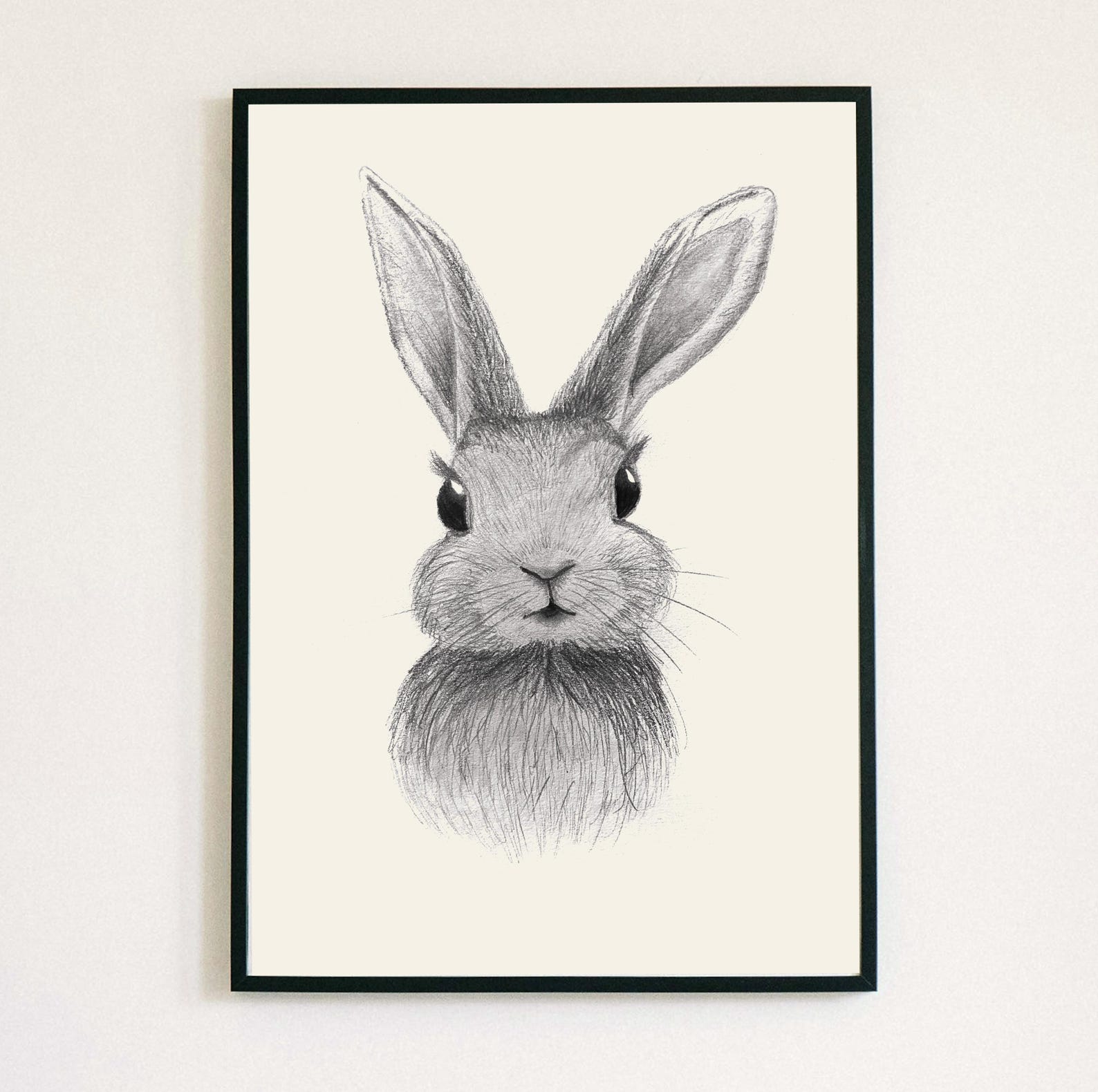 Bunny Rabbit Art Print, Pencil Drawing, Rabbit Wall Art, Animal Lovers ...