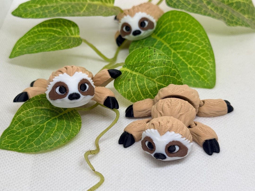 3D Printed Articulated Baby Sloth - Poseable Flexi Figure - Etsy
