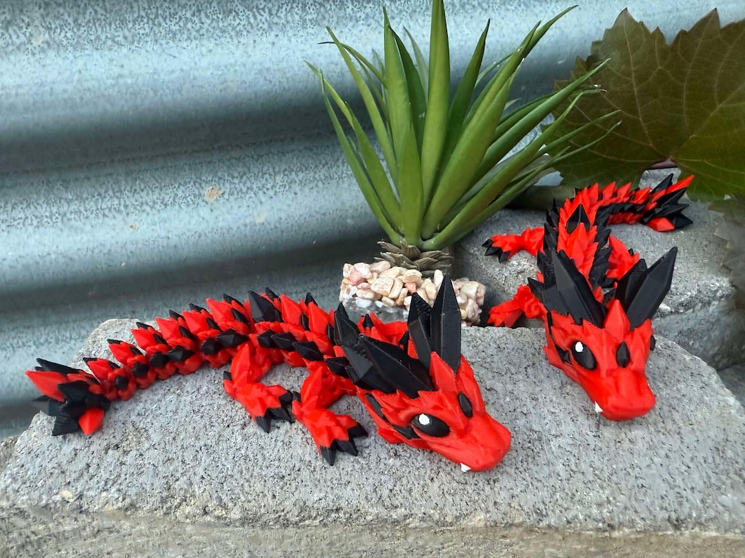 Baby Black/red Crystal Dragon 3D Printed 15cms Long - Etsy