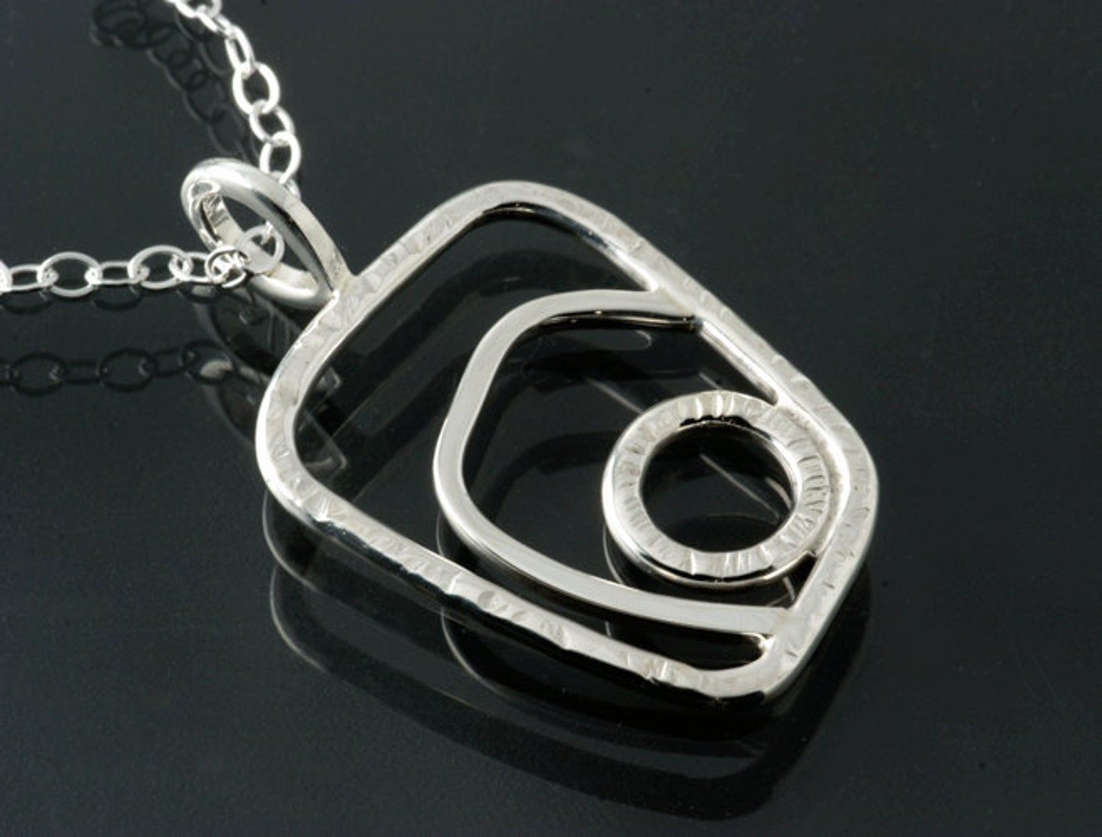 Sterling Silver Asymmetrical Rectangle Textured Pendant - Etsy