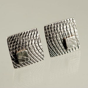 Sterling Silver Cufflinks, Square Textured Modern, Mens Jewelry, French ...