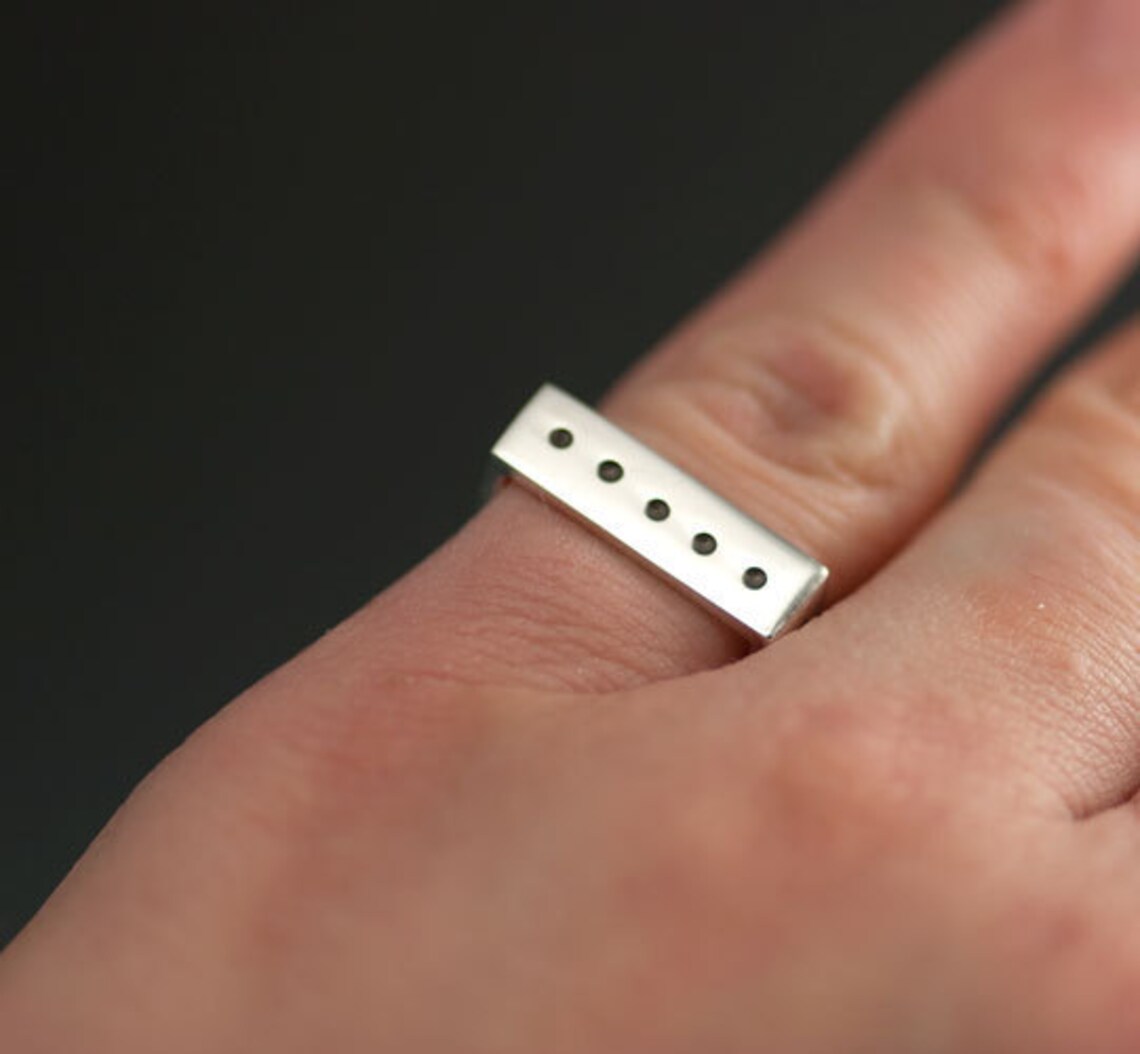 Wedding Ring Sterling Silver Square Shaped With Dot Pattern - Etsy