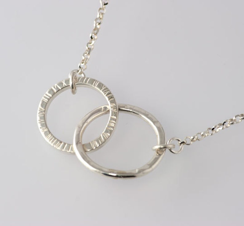 2 Interlocking Circles Eternity Necklace, Handmade Circles in Solid ...