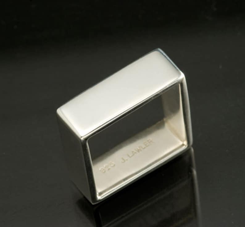 Sterling Silver Plain Wide Square Band, Silver Square Ring, Men's or ...