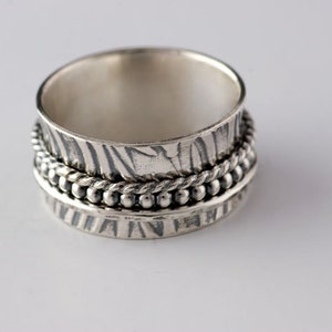 Spinner Ring in Sterling Silver Tree Bark Textured Spinner - Etsy