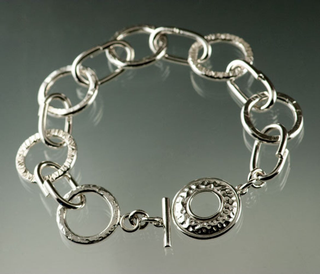 Sterling Silver Link Bracelet - Charm Bracelet - Large Link Bracelet ...