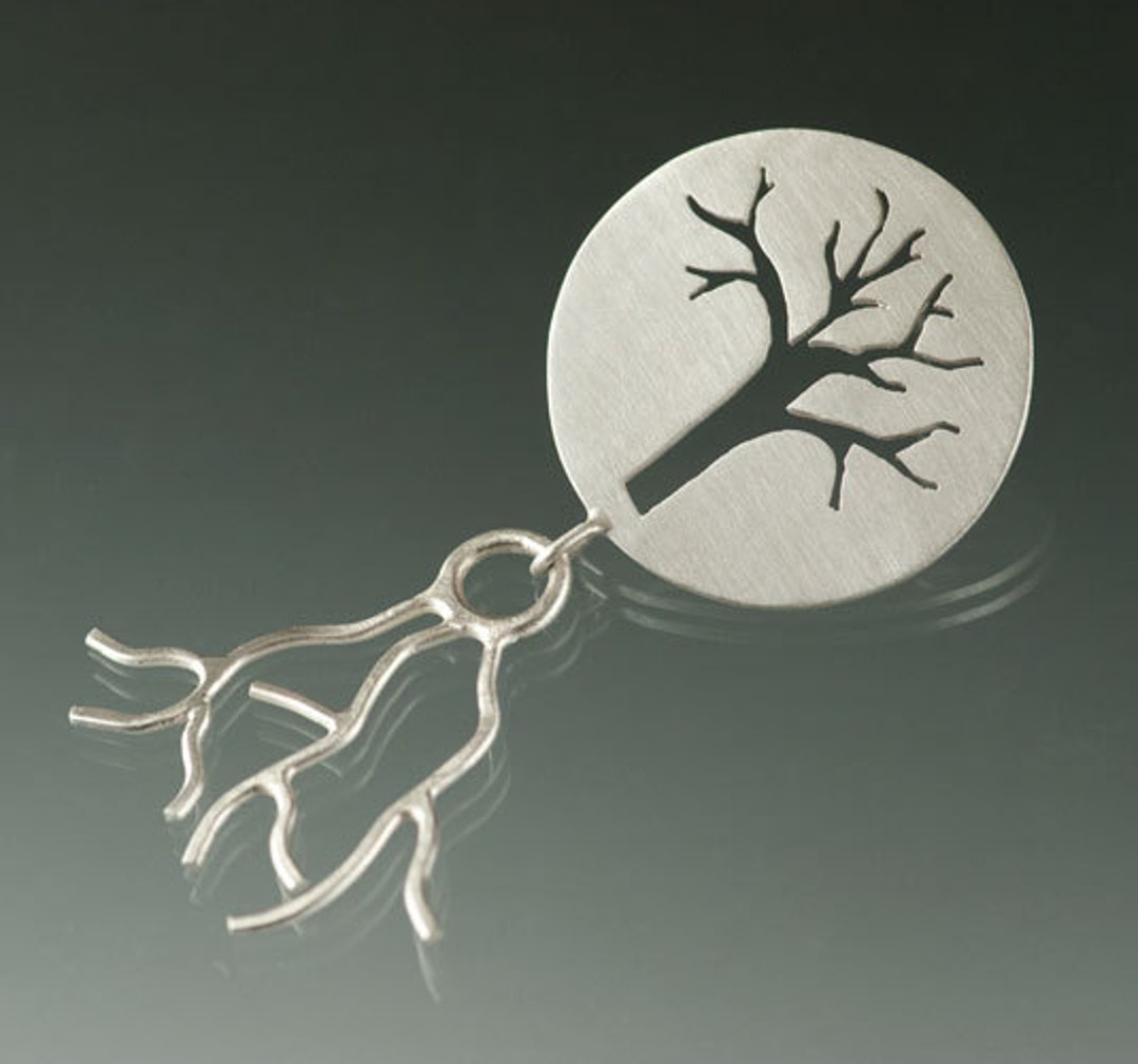 Family Tree and It's Roots Brooch in Sterling Silver, One of a Kind and ...