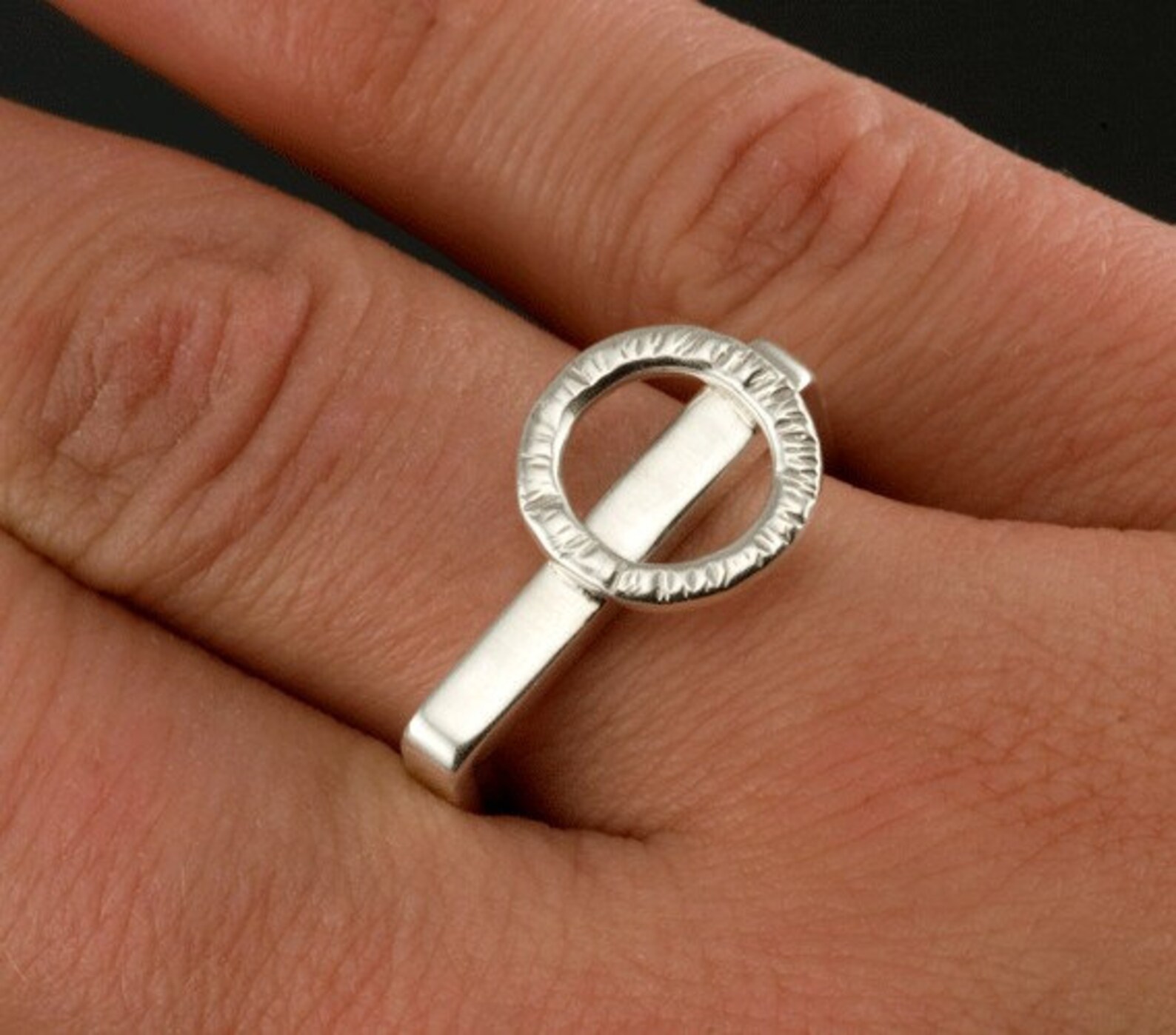 Sterling Circle on Square Ring - Etsy Australia