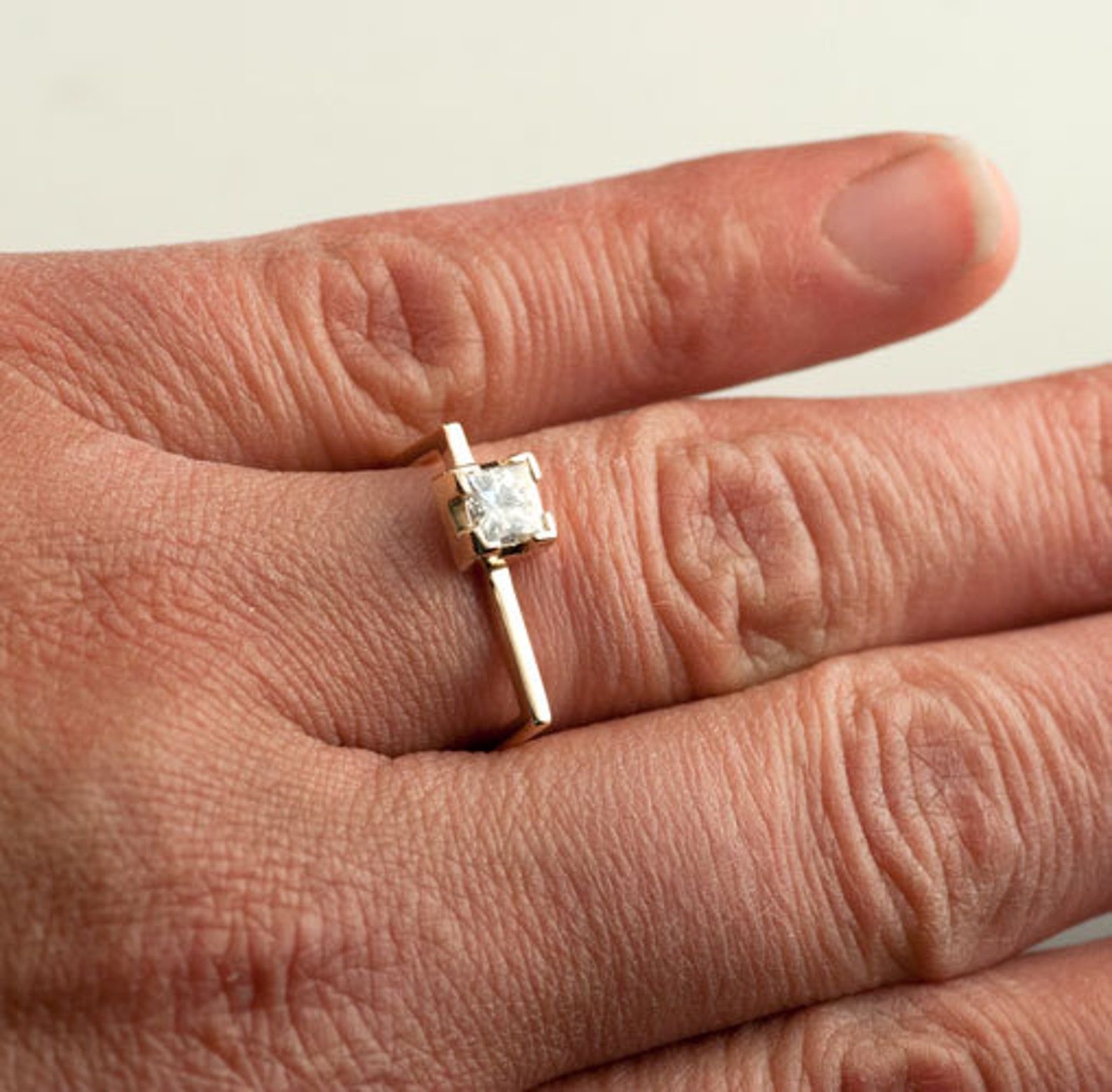 Handmade 14K Gold Moissanite Princess Cut Engagement Ring - Etsy
