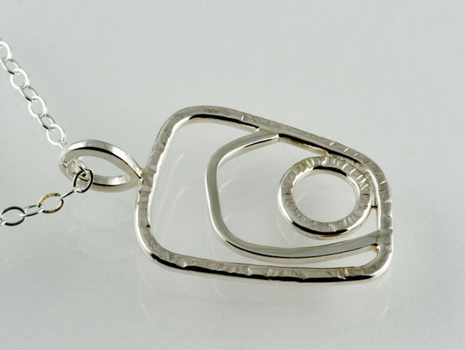 Sterling Silver Asymmetrical Rectangle Textured Pendant - Etsy