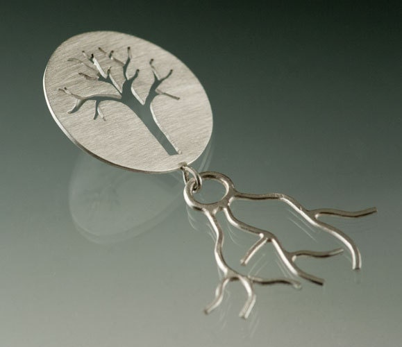 Family Tree and It's Roots Brooch in Sterling Silver, One of a Kind and ...