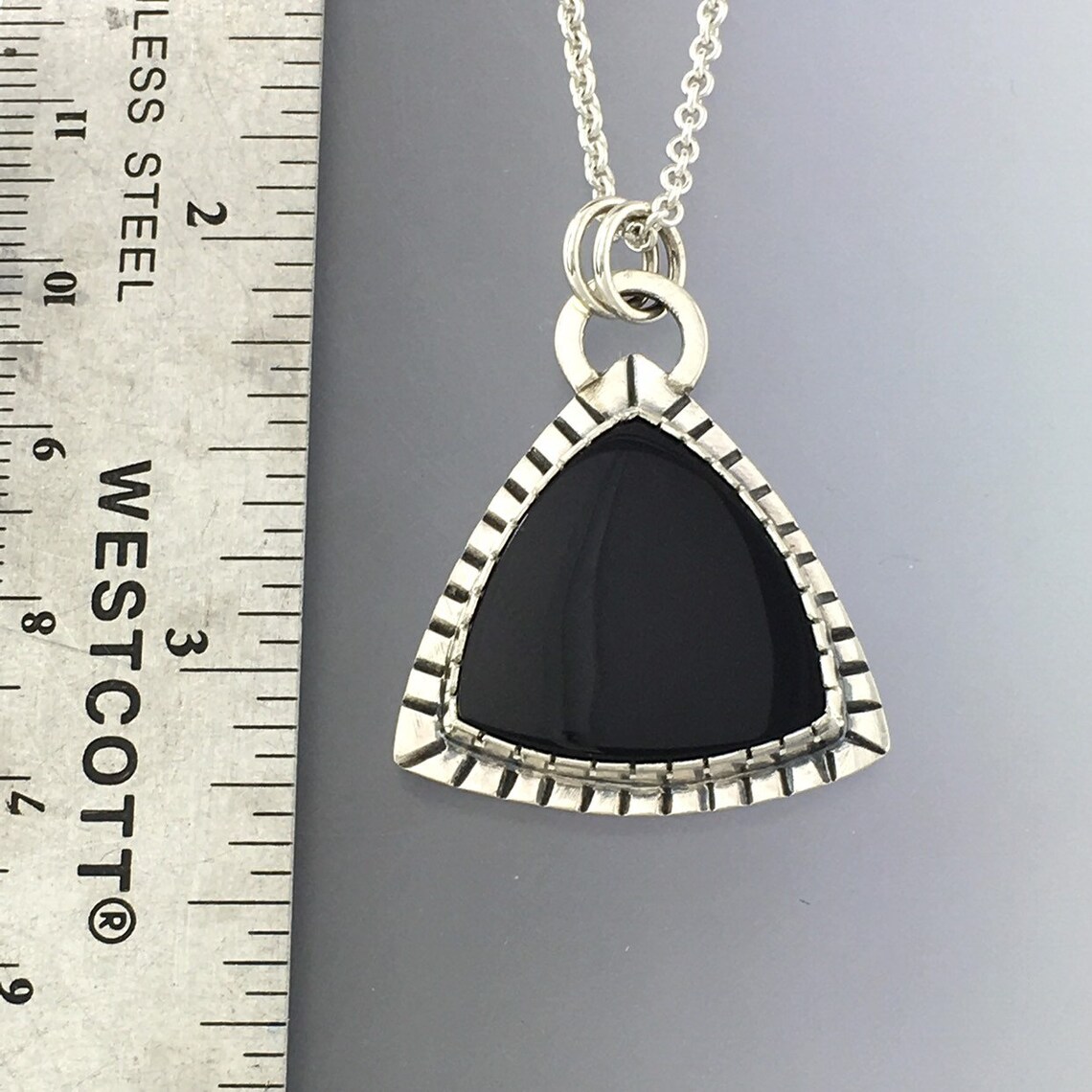 Black Onyx Triangle Textured Sterling Silver Necklace (listing Price is ...