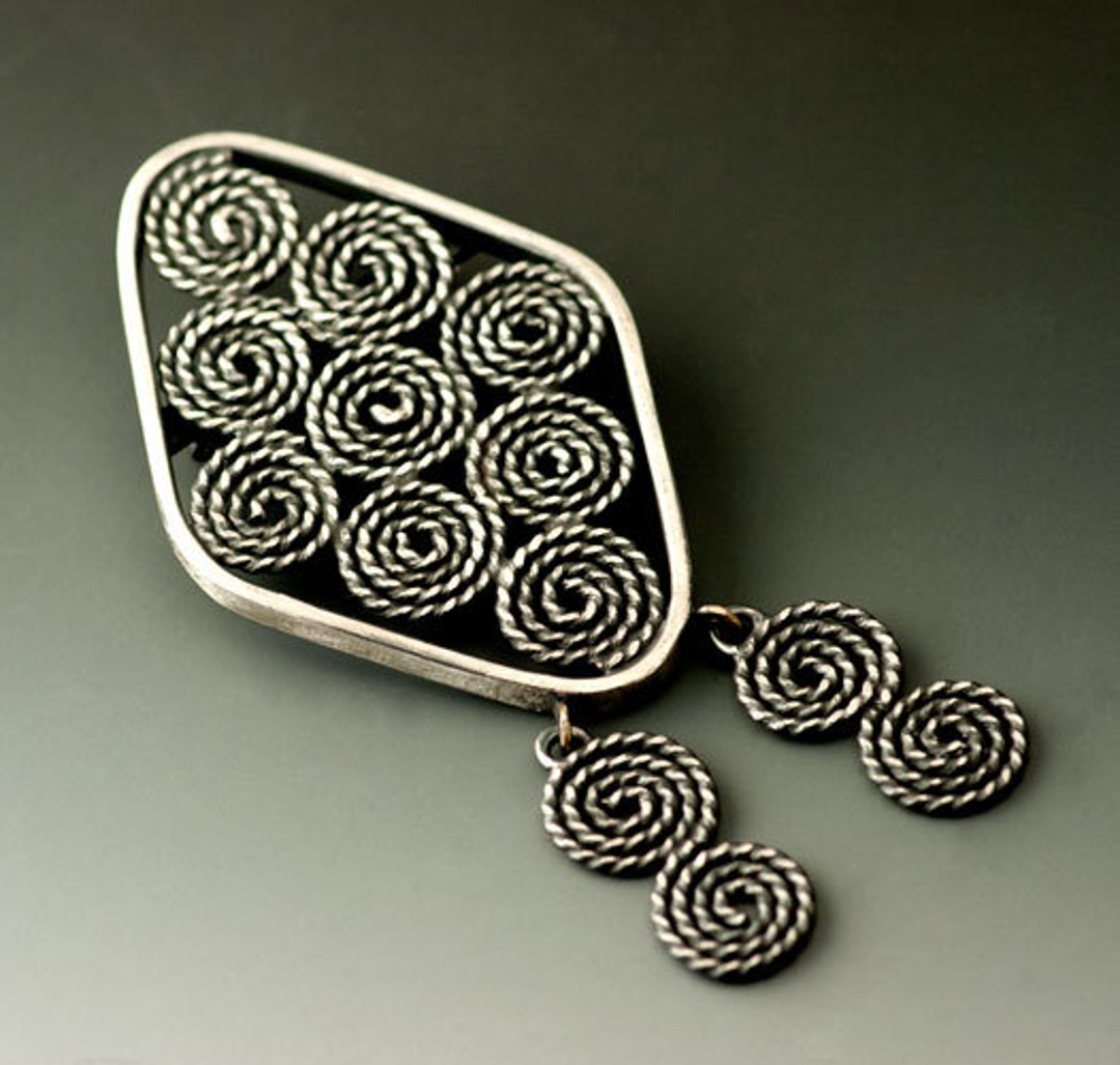 Sterling Silver Swirls and Spirals Brooch, One of a Kind, Ready to Ship ...