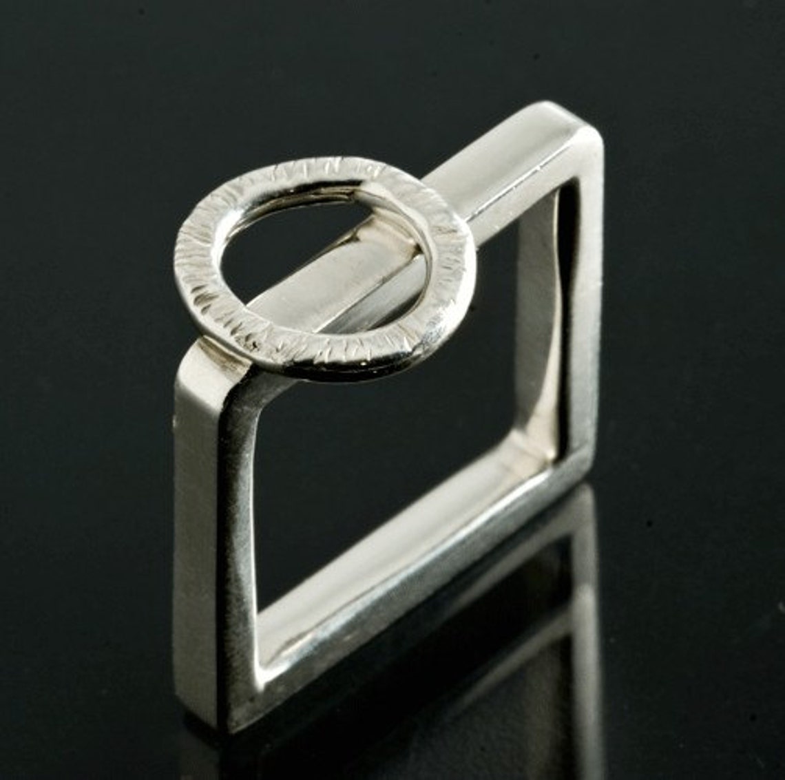 Sterling Circle on Square Ring - Etsy Australia