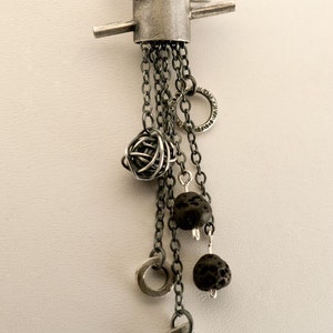 Explosion Brooch in Sterling Silver With Lava Rock and Textured Shapes ...