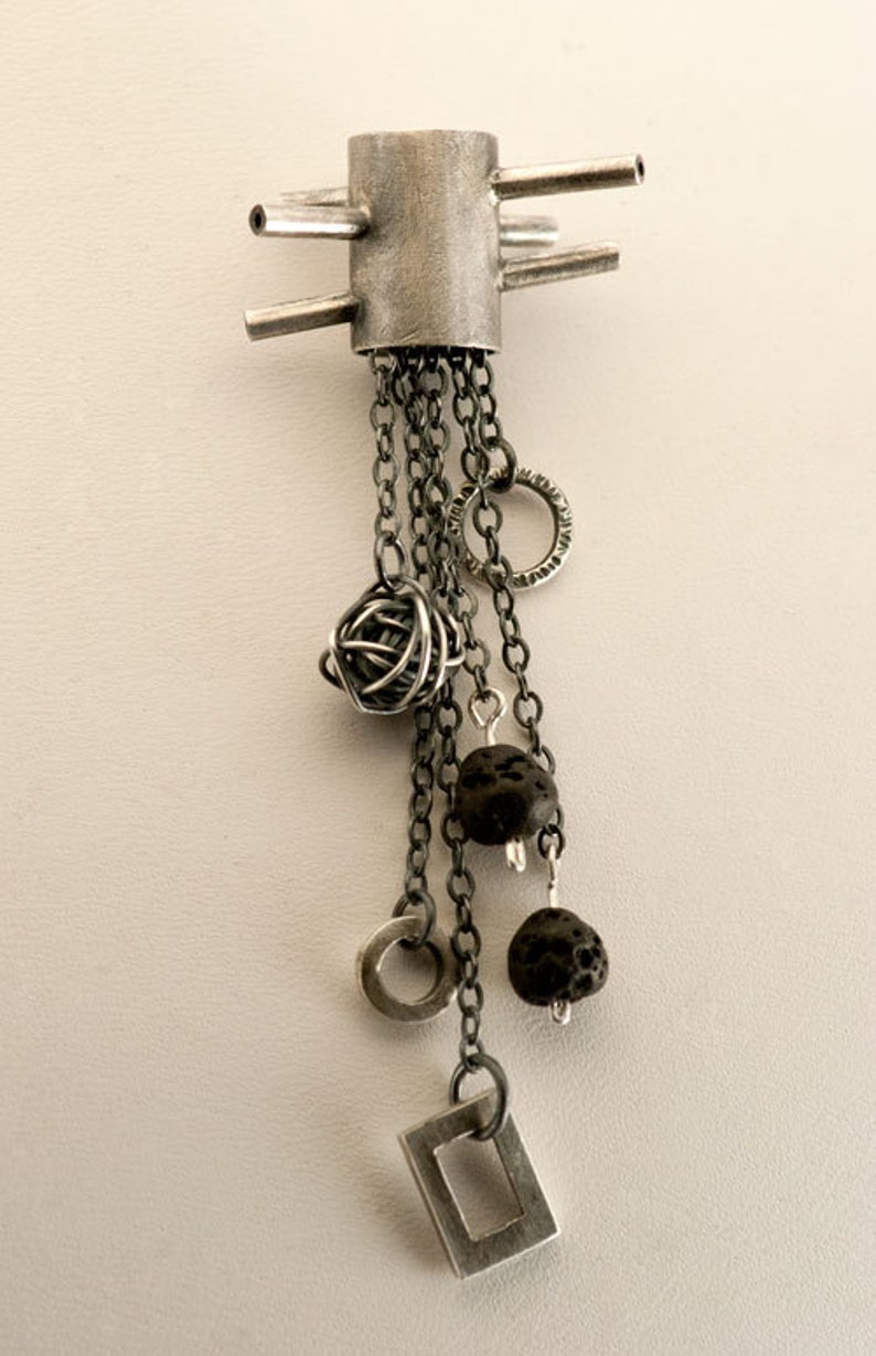 Sterling Silver Explosion Brooch, Lava Rock, One of a Kind - Etsy