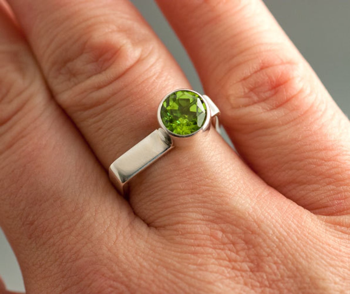 ONE Sterling Silver Square Ring With Your Choice of an 8mm | Etsy