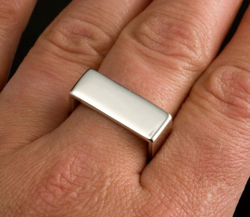Sterling Silver Plain Wide Square Band, Silver Square Ring, Men's or ...