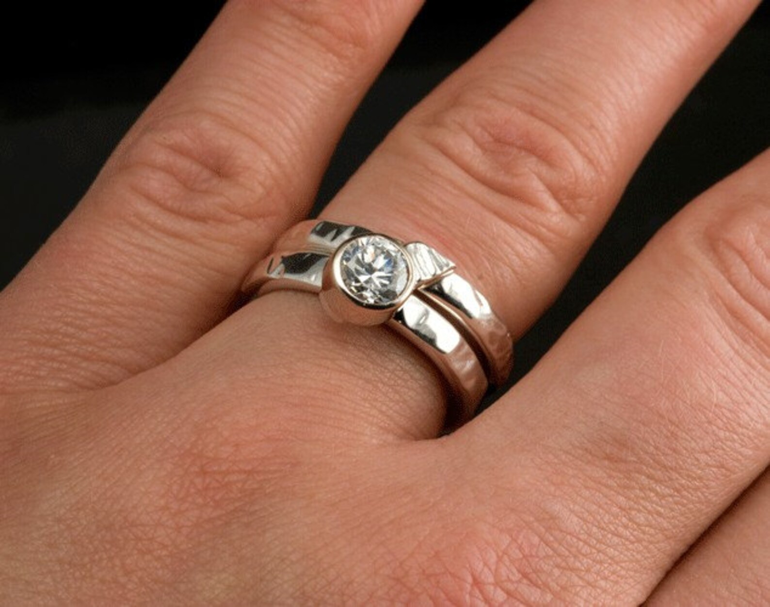 Sterling Silver Wedding Ring Set With White Topaz Everyday - Etsy