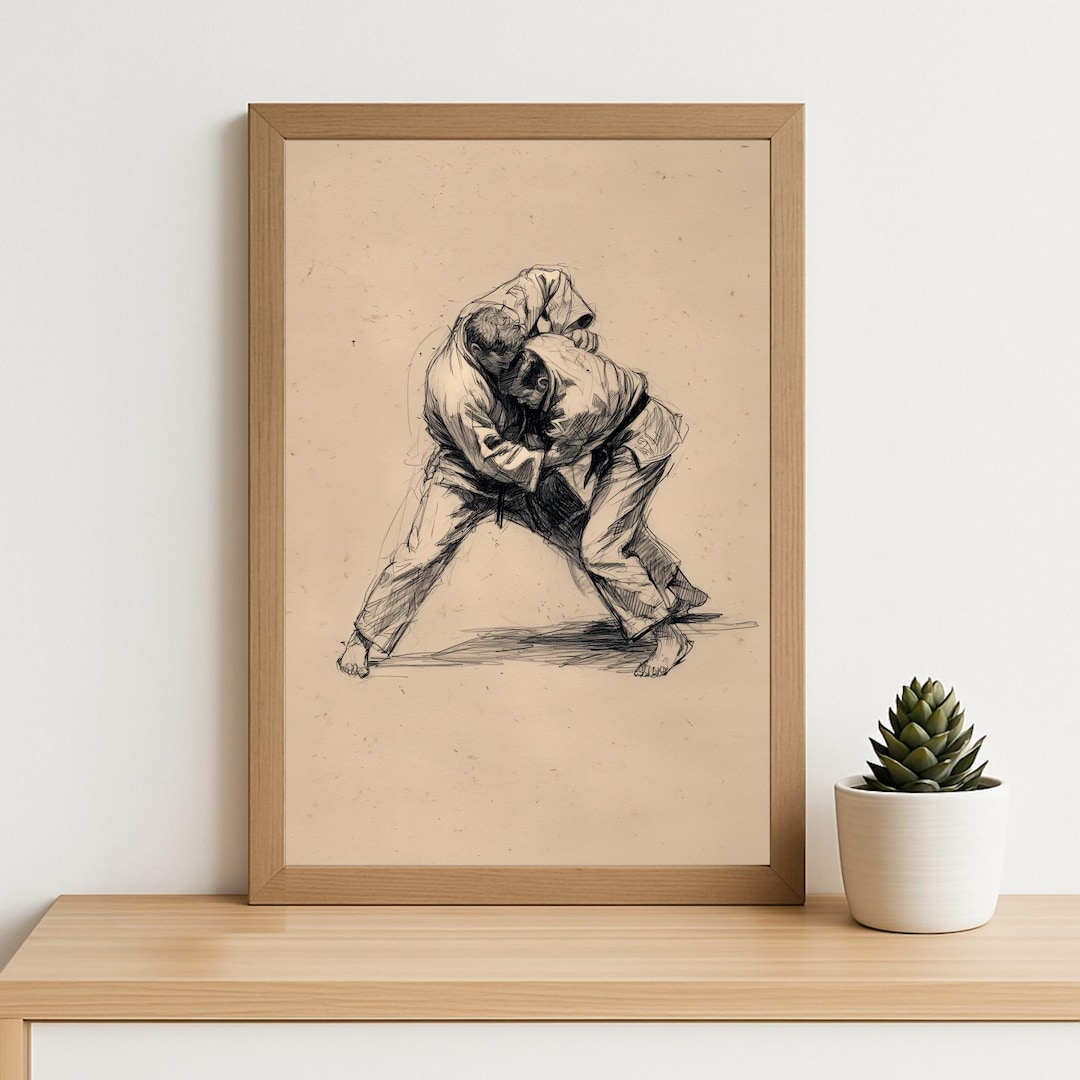 Judo Sketch Wall Art – Dynamic Hand-drawn Martial Arts Print of Judo ...