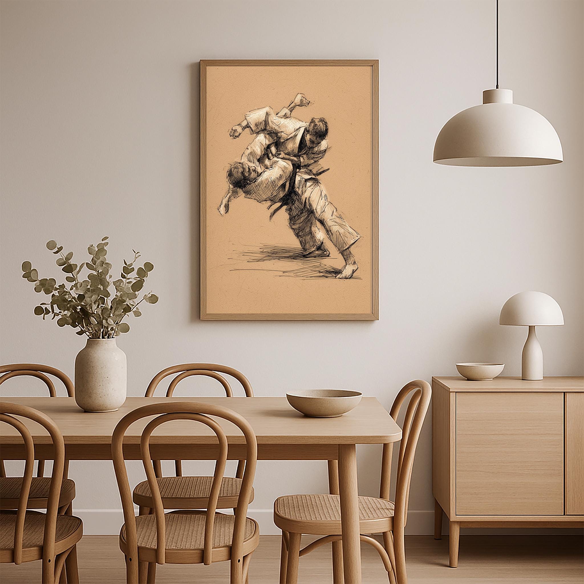 Judo Throw Line Art Poster – Dynamic Sketch Style Martial Arts ...