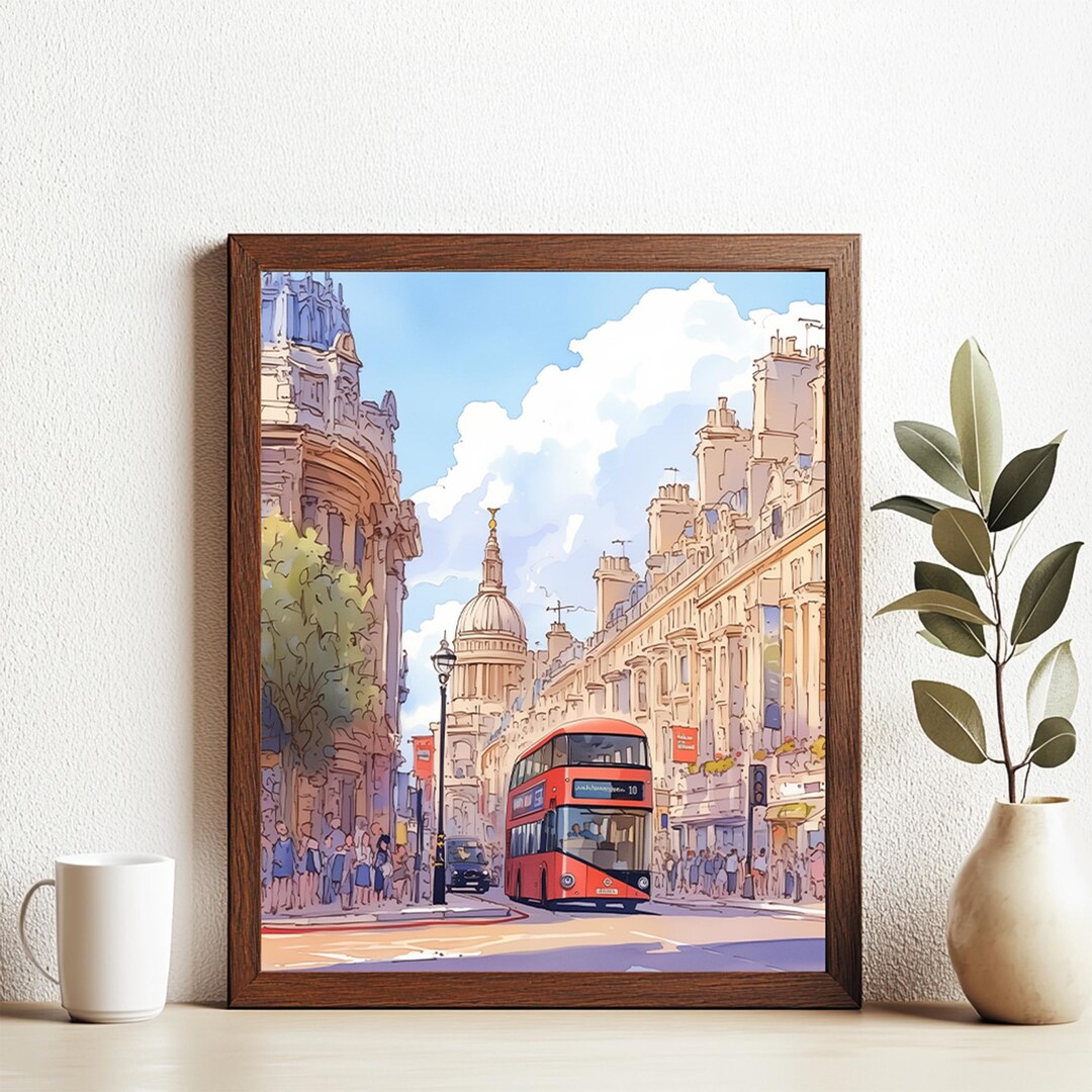 London Bus View Cityscape Scenery Digital Art Print Wall Art Deco ...